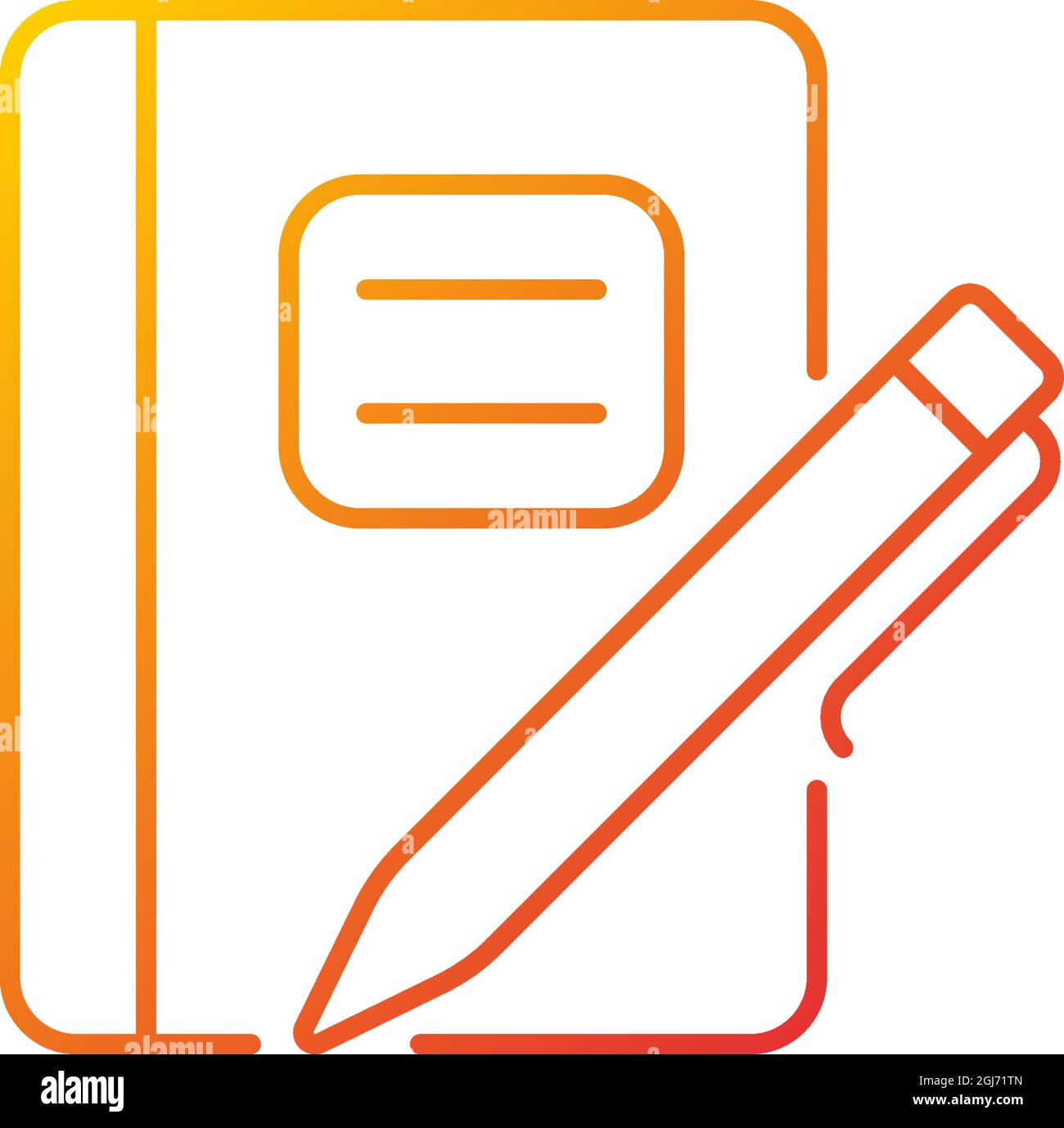Graph composition notebook with pen gradient linear vector icon Stock ...