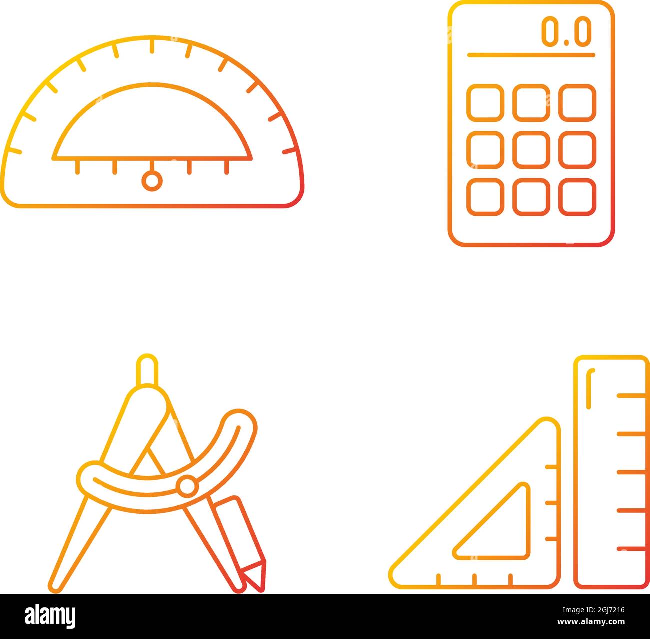 Architecture student tools gradient linear vector icons set Stock ...