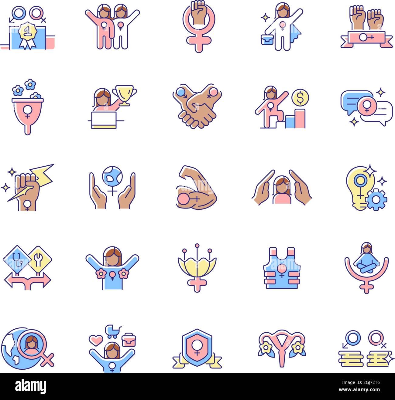Feminism Symbols Rgb Color Icons Set Stock Vector Image And Art Alamy