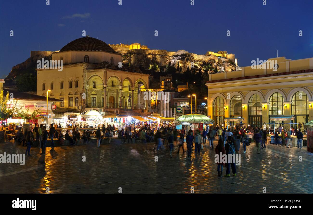 Athens, Greece city center in view of the Parthenon and acropolis Stock ...