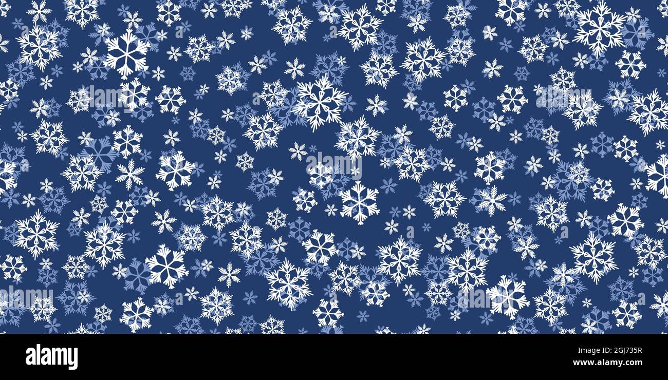Winter seamless pattern with blue snowflakes on color background ...