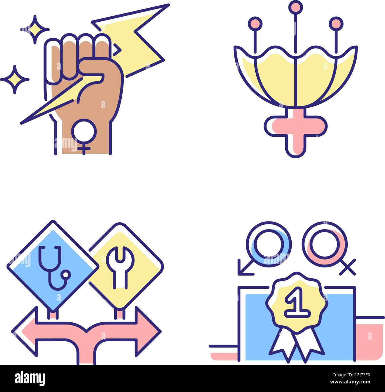 Women empowerment RGB color icons set Stock Vector Image & Art - Alamy