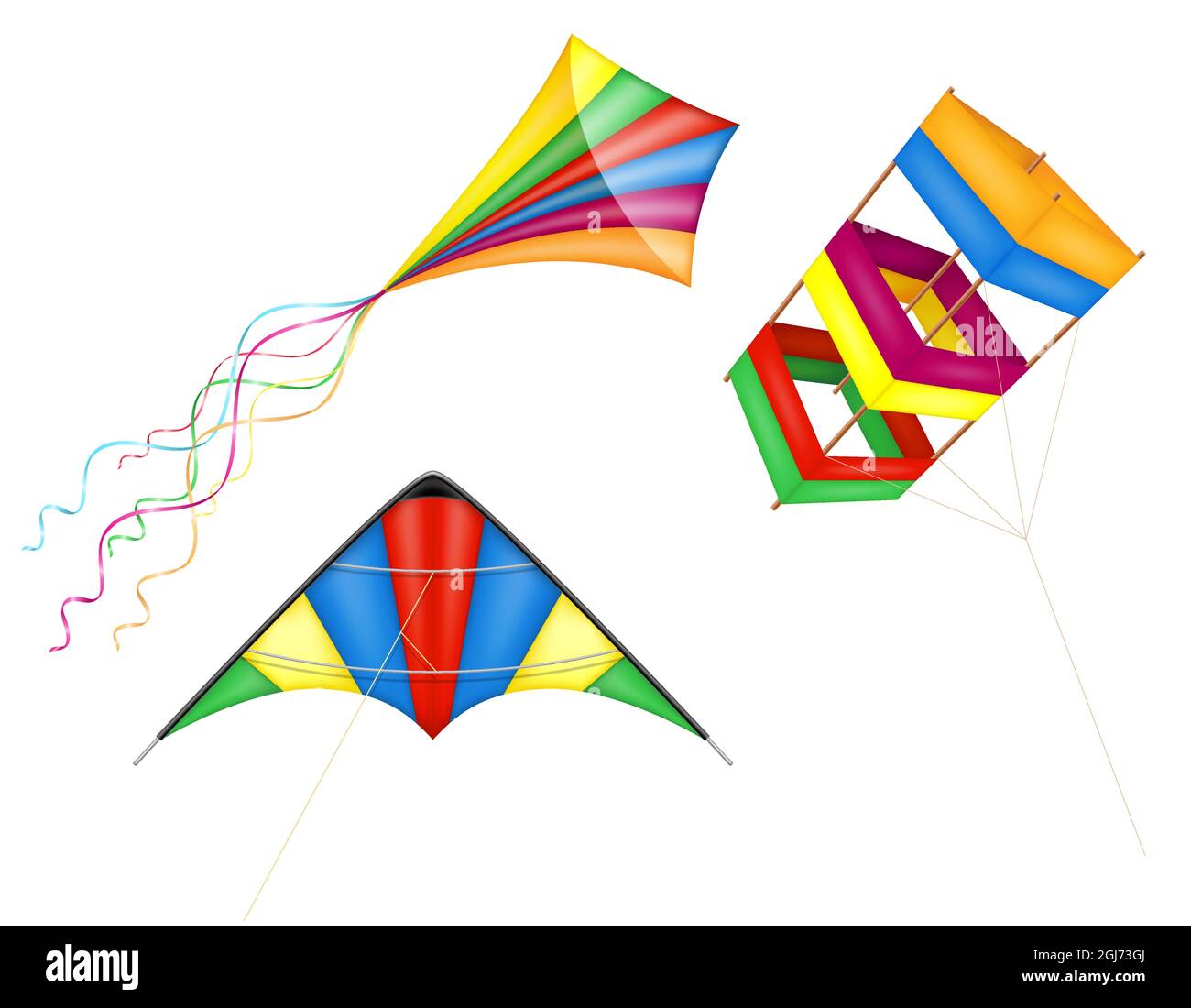 colorful kite flying in the sky vector illustration isolated on white ...