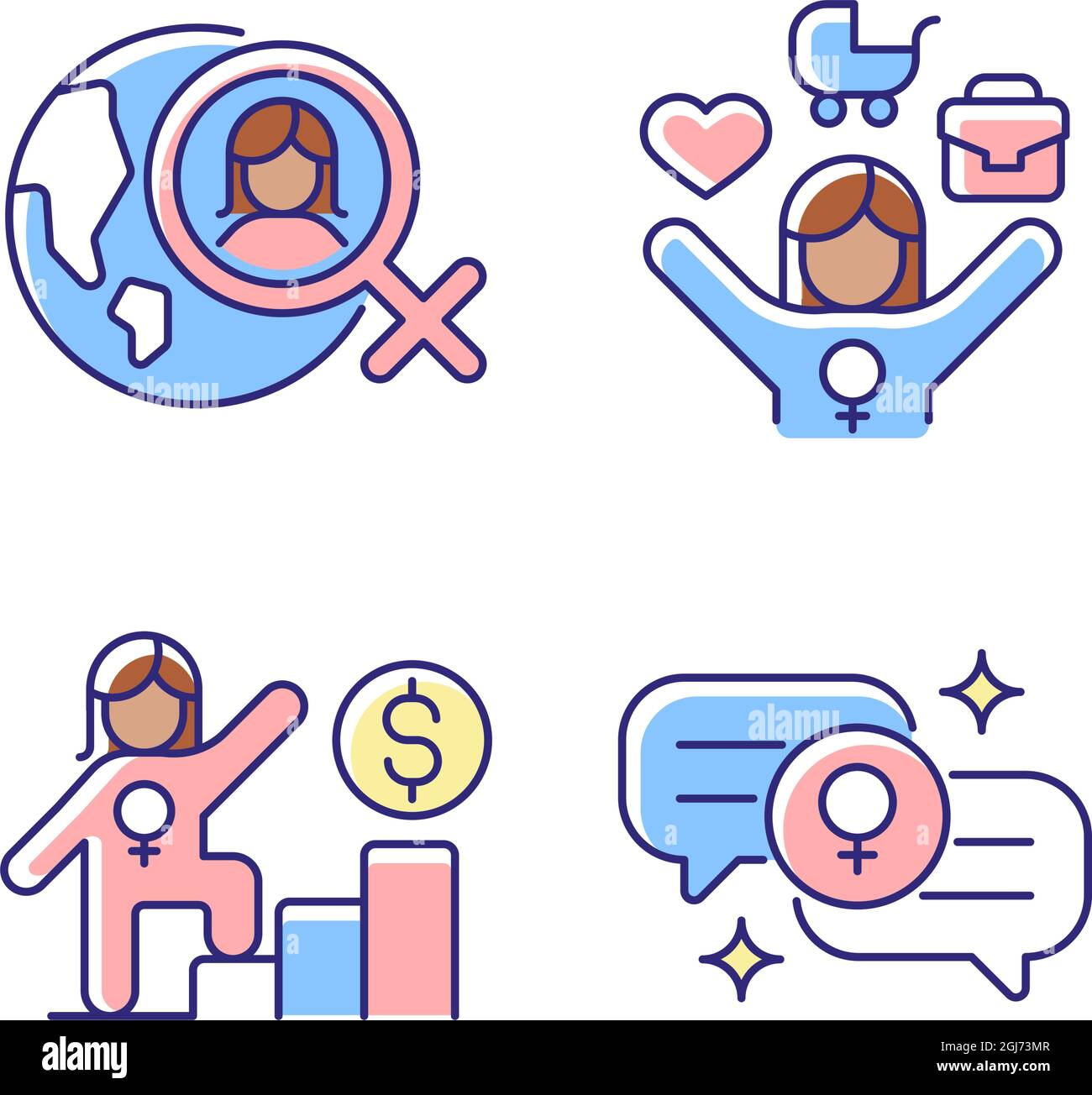 Mainstream Feminism Rgb Color Icons Set Stock Vector Image And Art Alamy