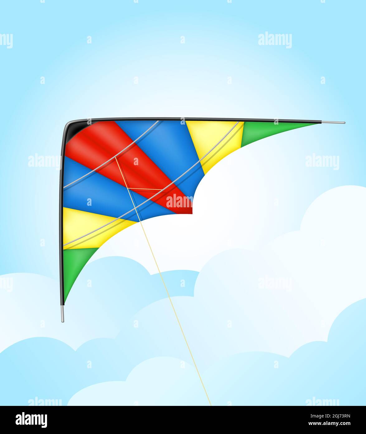 colorful kite flying in the sky vector illustration isolated on white ...