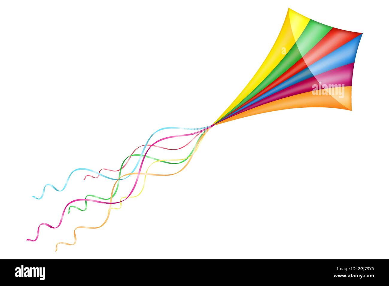 colorful kite flying in the sky vector illustration isolated on white ...