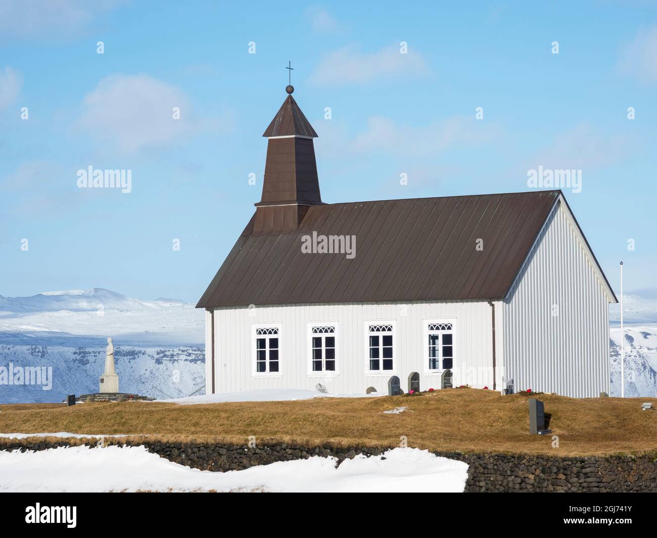 Strandarkirkja, a small church right at the shore of the north Atlantic ...