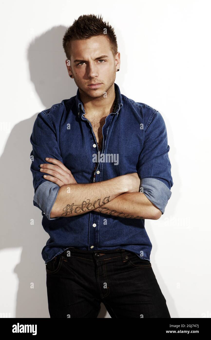 Swedish footballer Anton Hysen during a photoshoot Stock Photo - Alamy