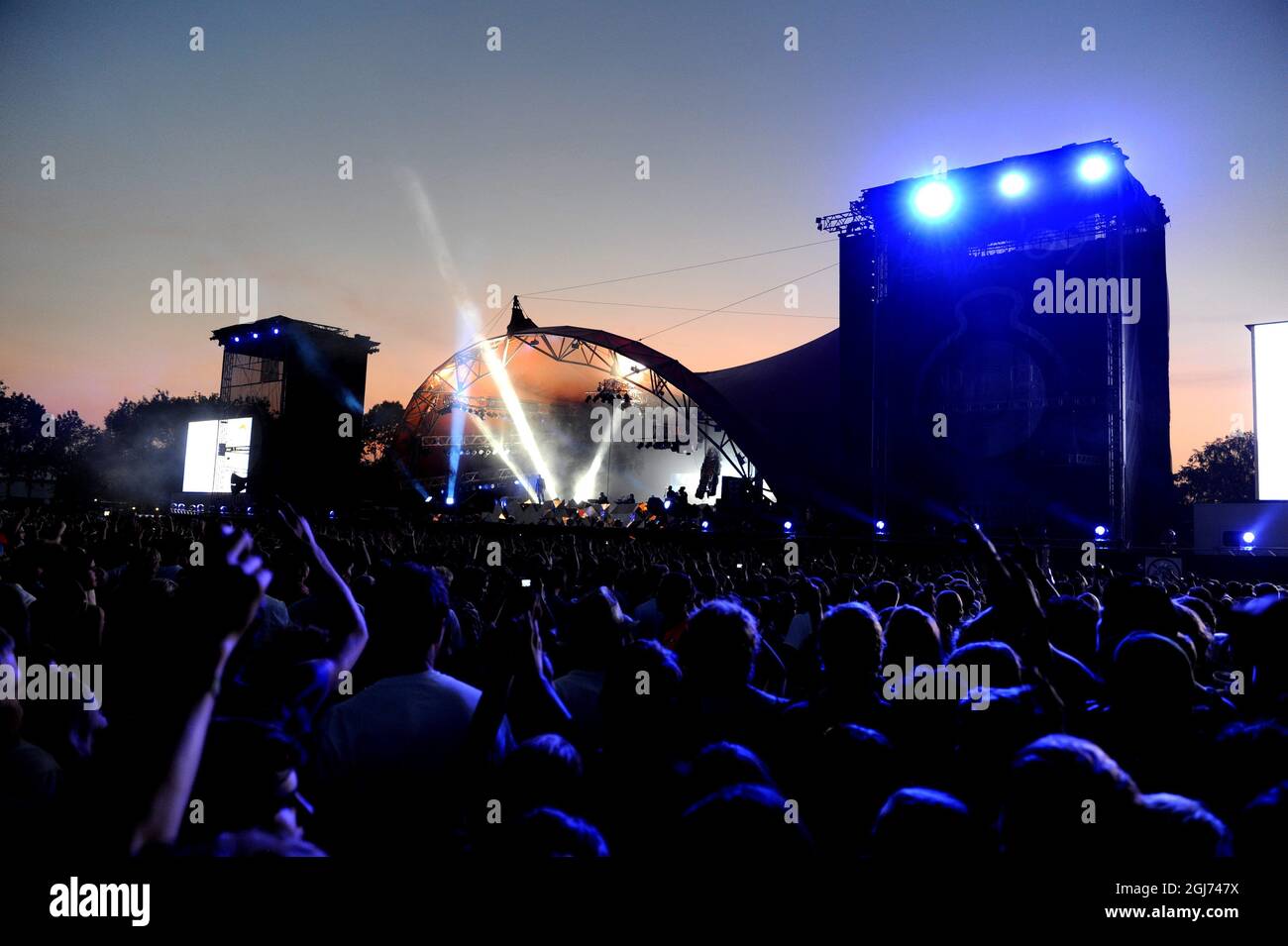 Kanye West live at the Orange scene at the Roskilde festival in Denmark ...