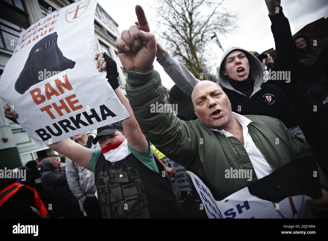 LUTON. ENGLAND 2011-02-05 EDL, The English Defend League members are ...