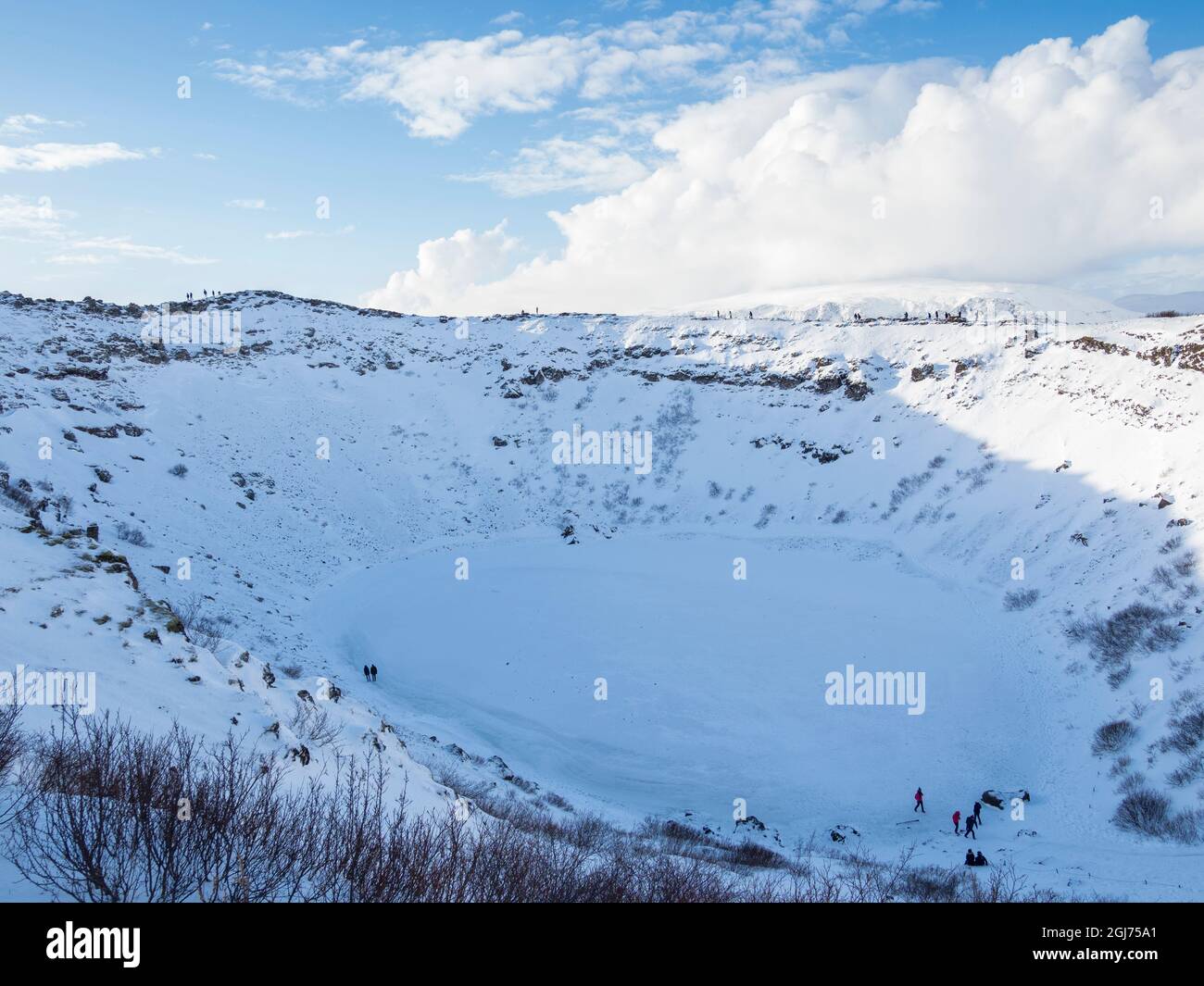 Crater Kerid (Kerith) during winter near Selfoss, part of the Golden ...