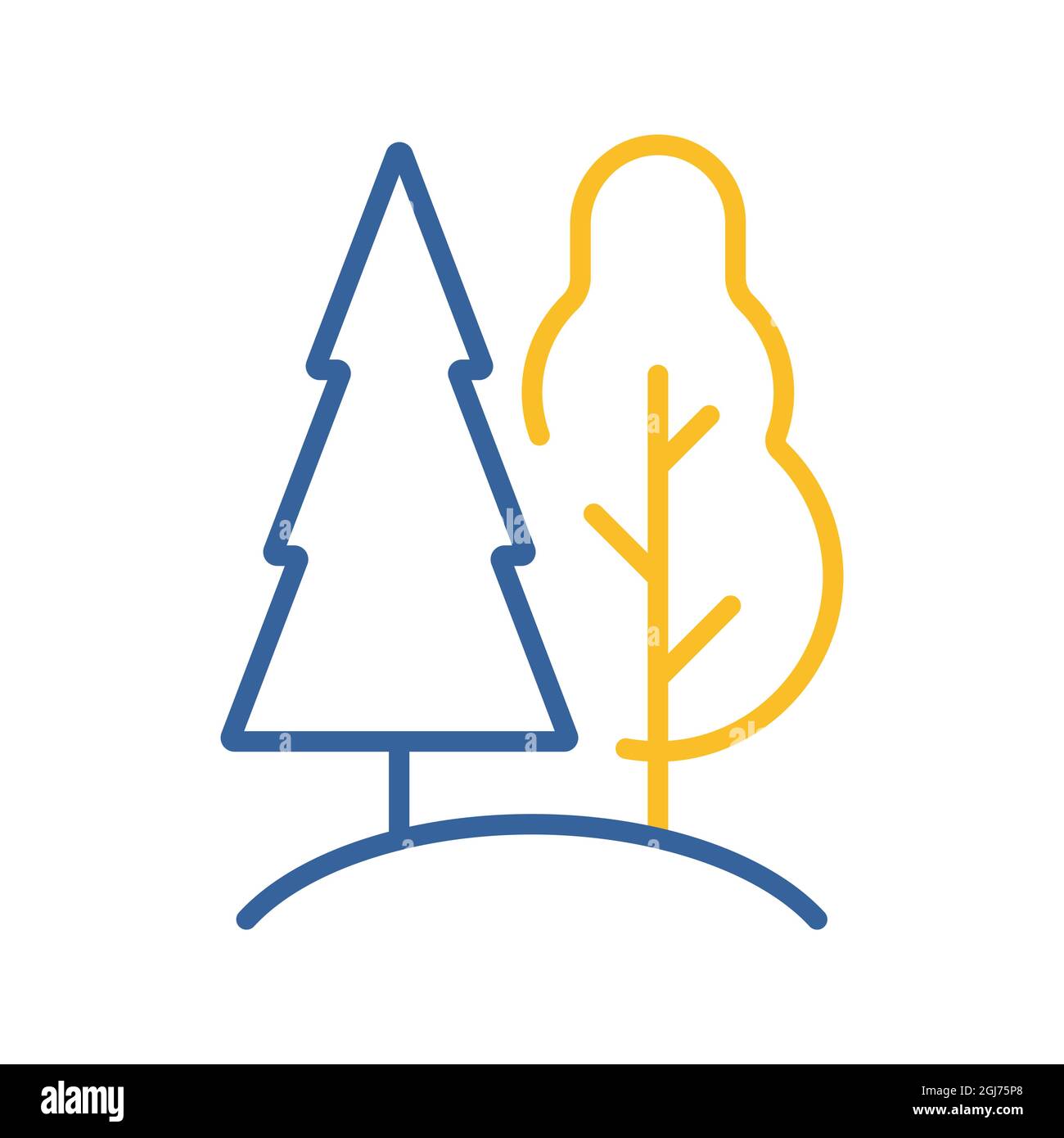 Deciduous and conifer forest vector icon. Nature sign. Graph symbol for ...