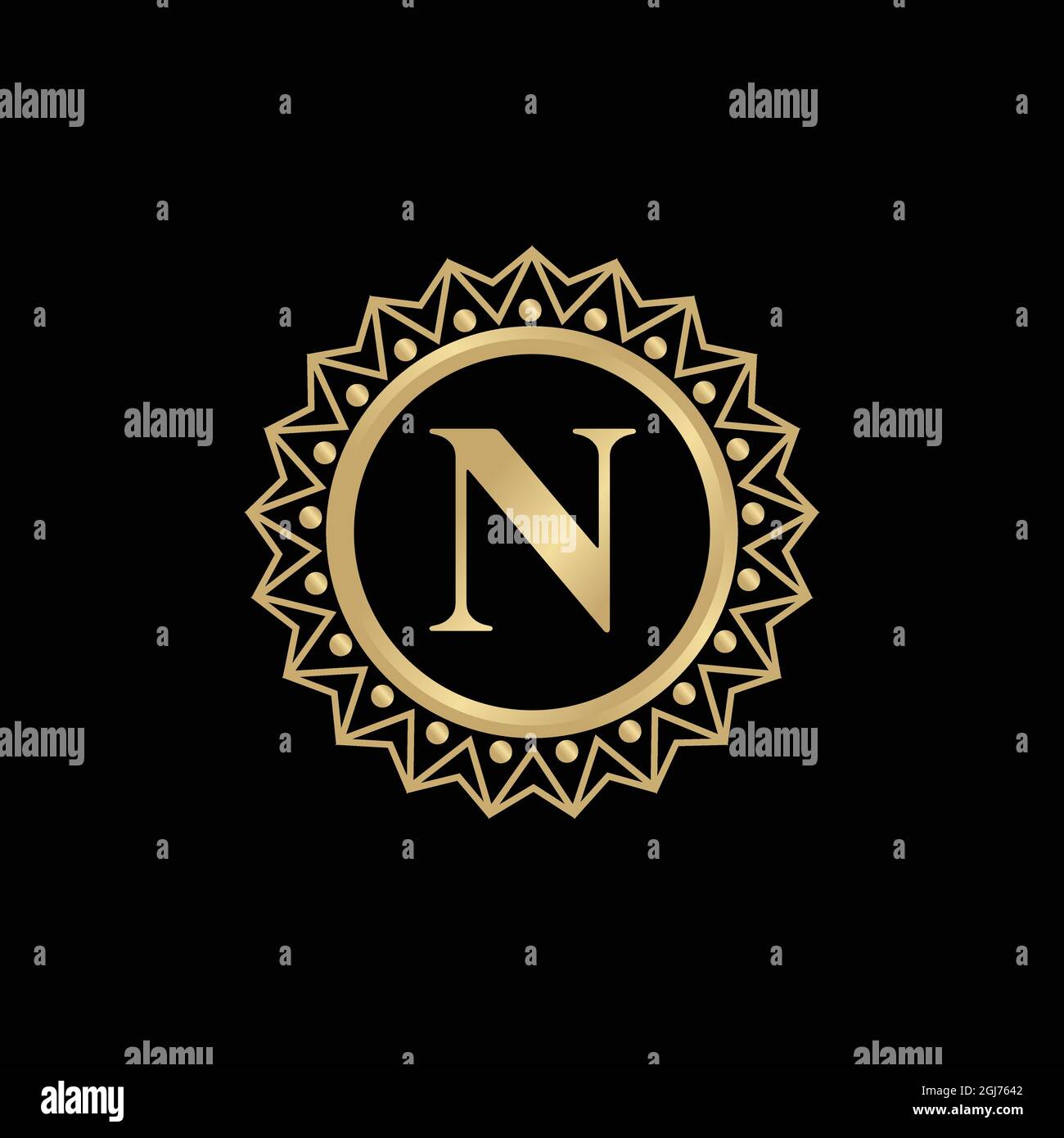 N luxury letter logo design vector template illustration Stock Vector ...