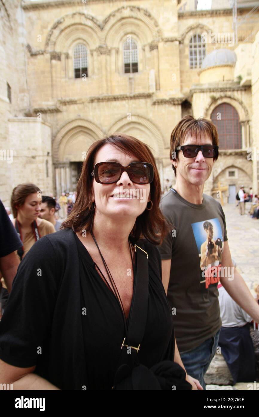 Jerusalem 2011-10-21 Per Gessle with his wife Asa leaving the Holy ...