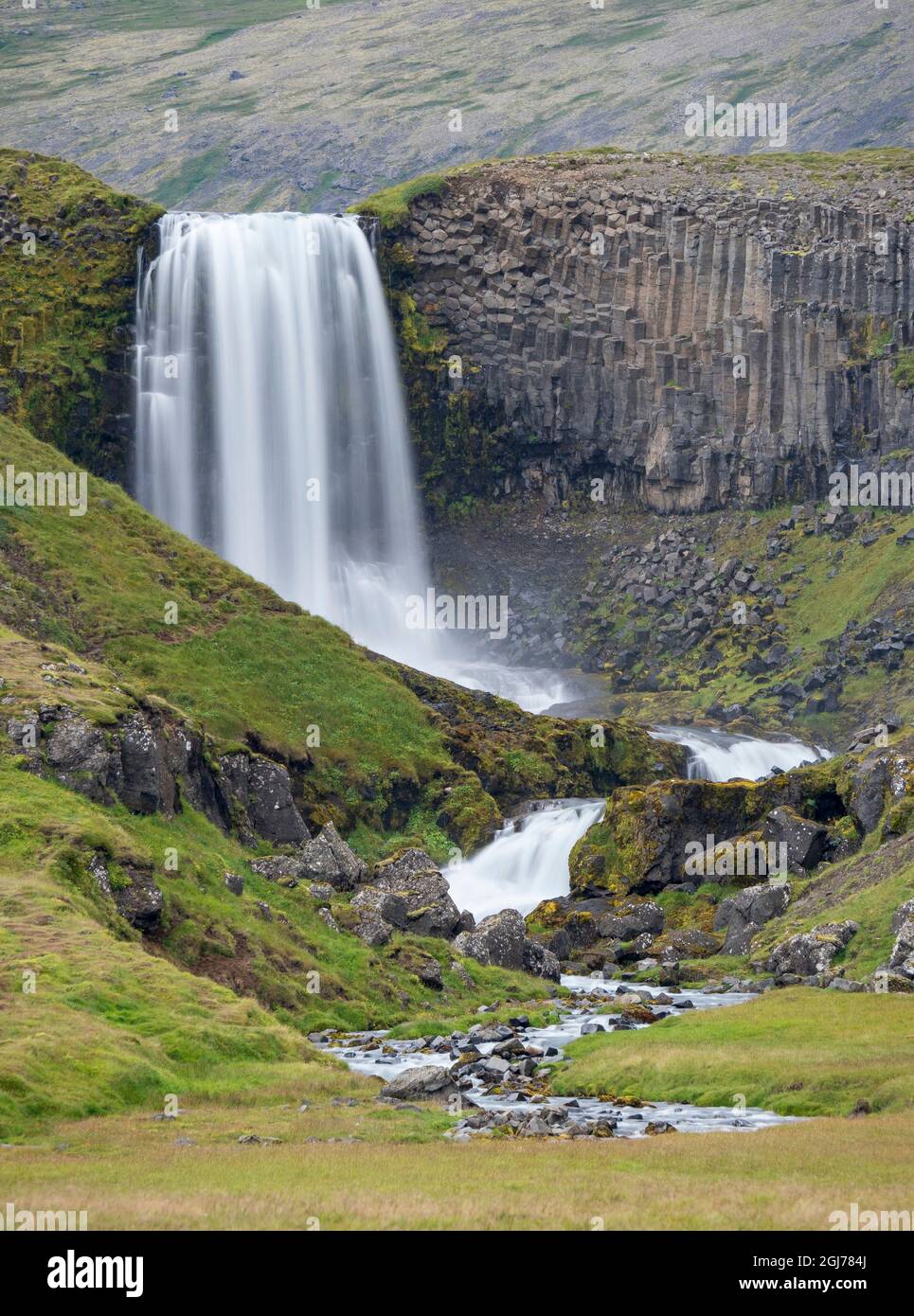 Waterfall Svodufoss (Svothufoss). Landscape on peninsula Snaefellsnes ...