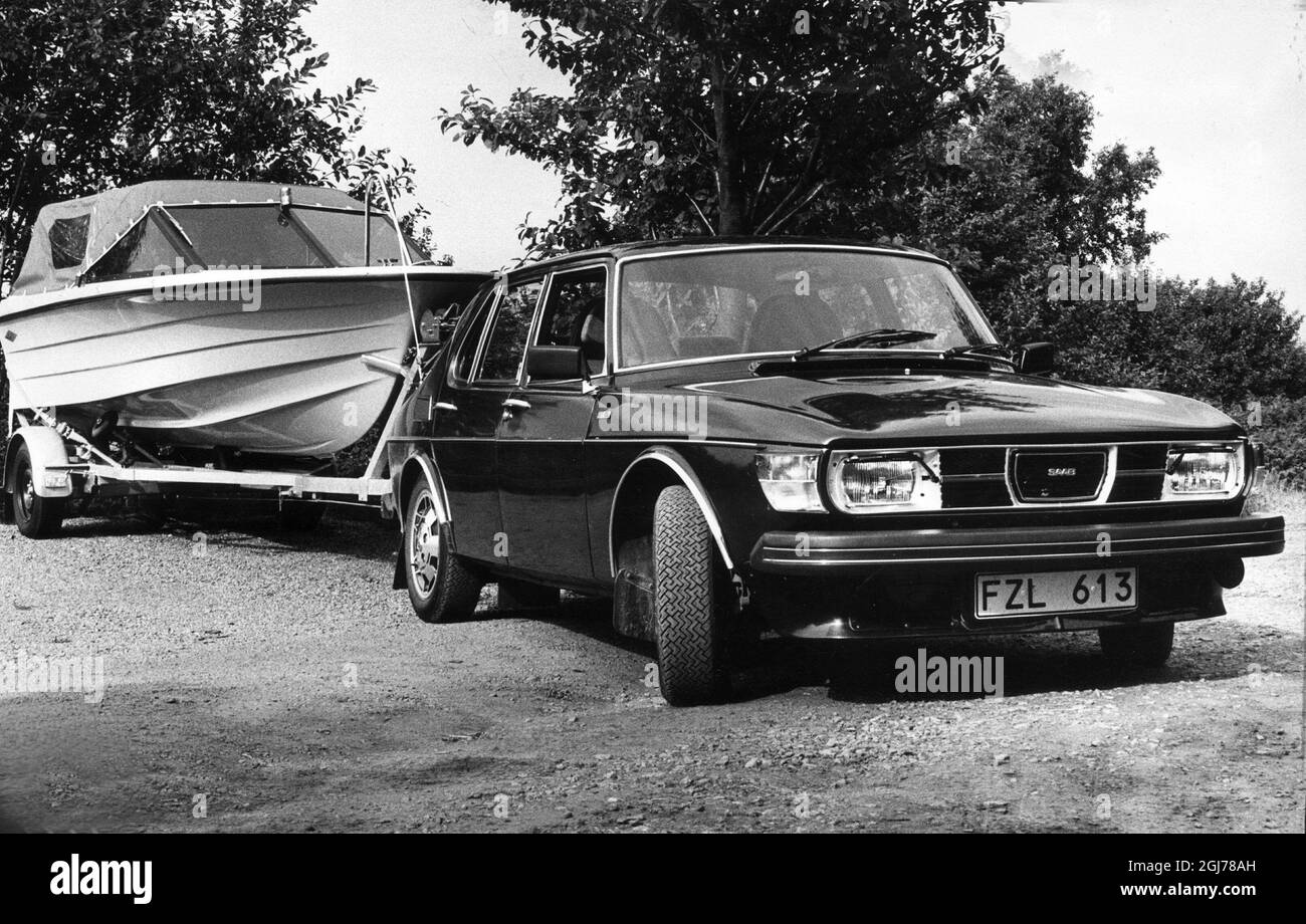 SAAB 99 Turbo and boat Stock Photo - Alamy