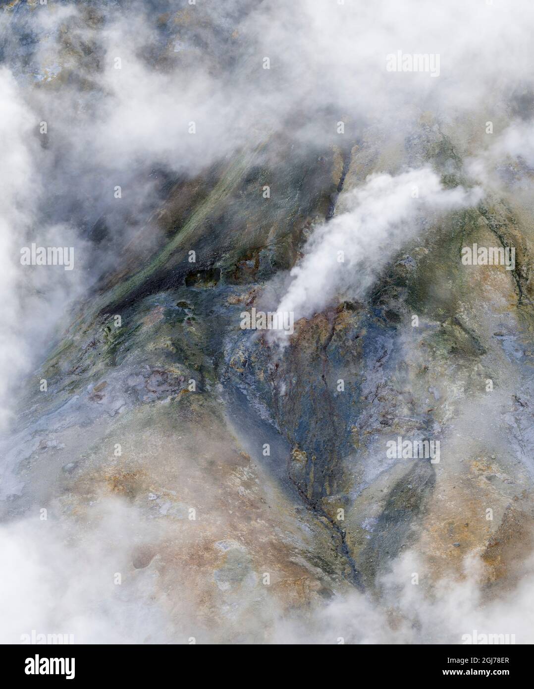 Landscape in the geothermal area Hveradalir in the mountains ...