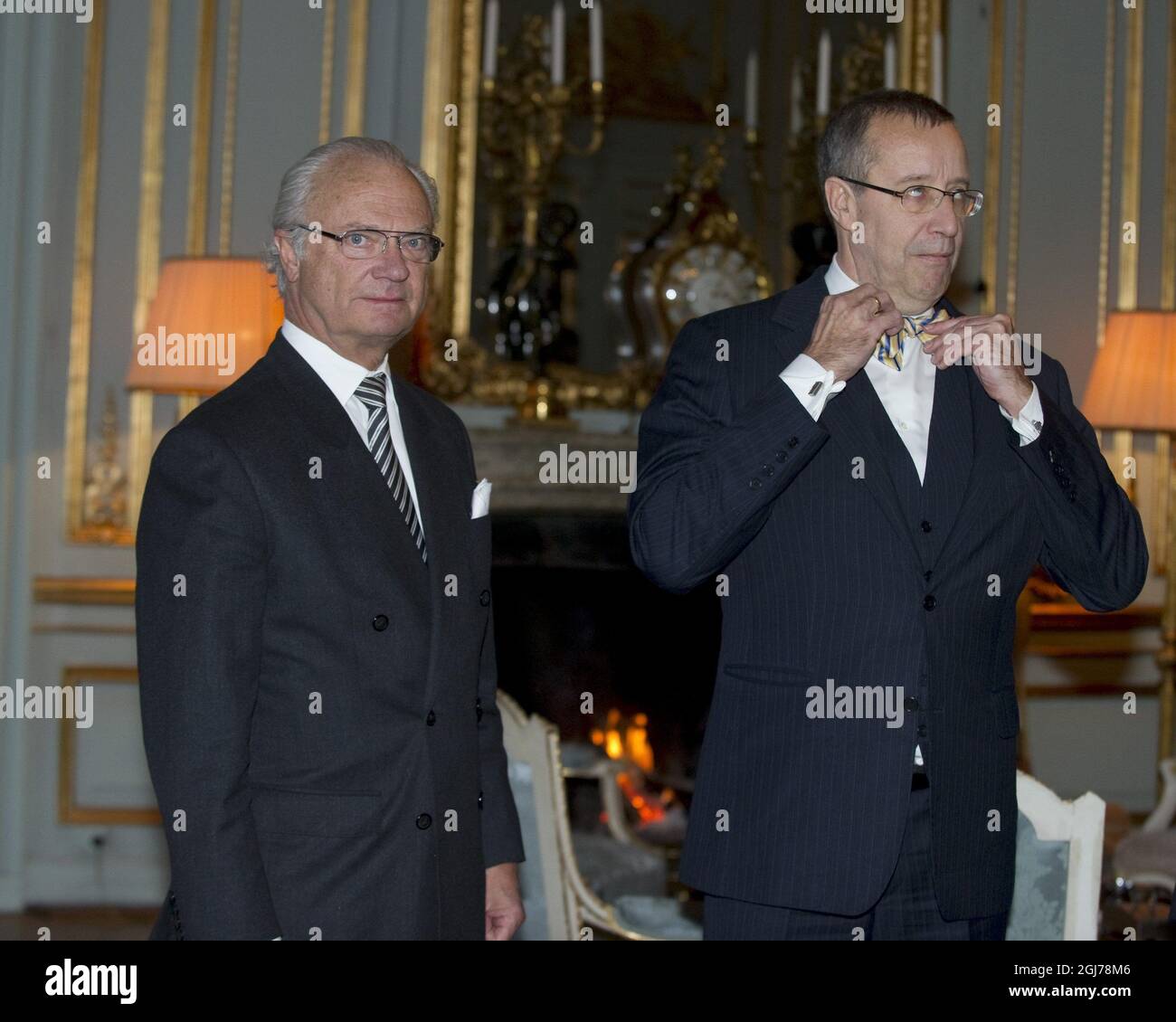 STOCKHOLM 20120124 Estonian President Toomas Hendrik Ilves, right, is ...