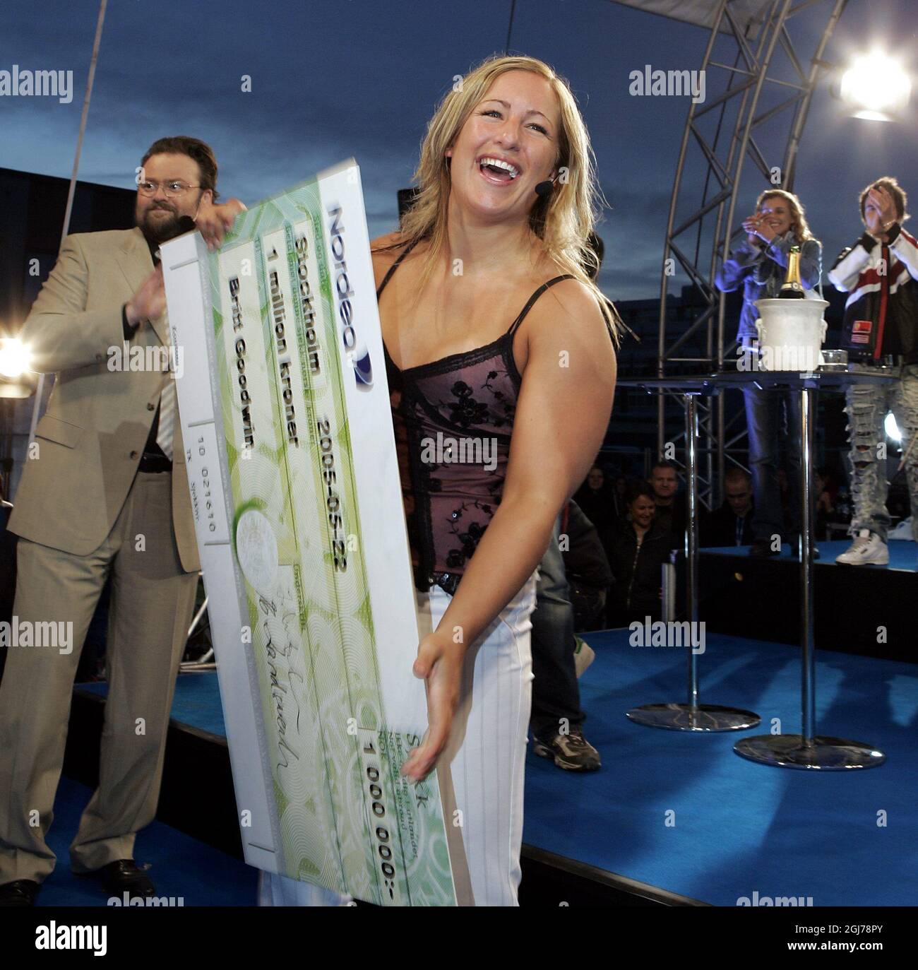 Britt Goodwin celebrates after winning Big Brother Stock Photo - Alamy