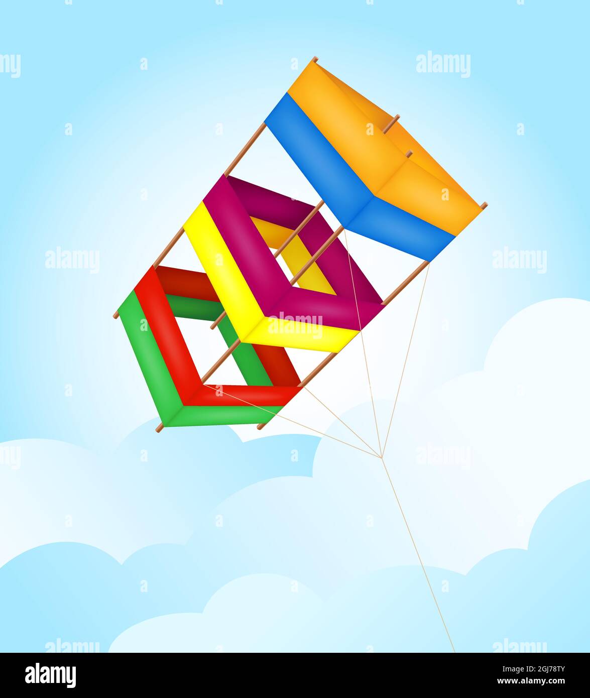 colorful kite flying in the sky vector illustration isolated on white ...