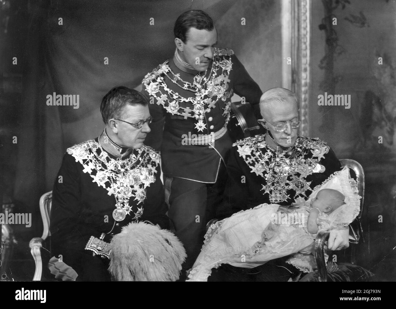 STOCKHOLM 1946-06-08 THE CHRISTENING OF PRINCE CARL GUSTAF IN THE ARMS ...