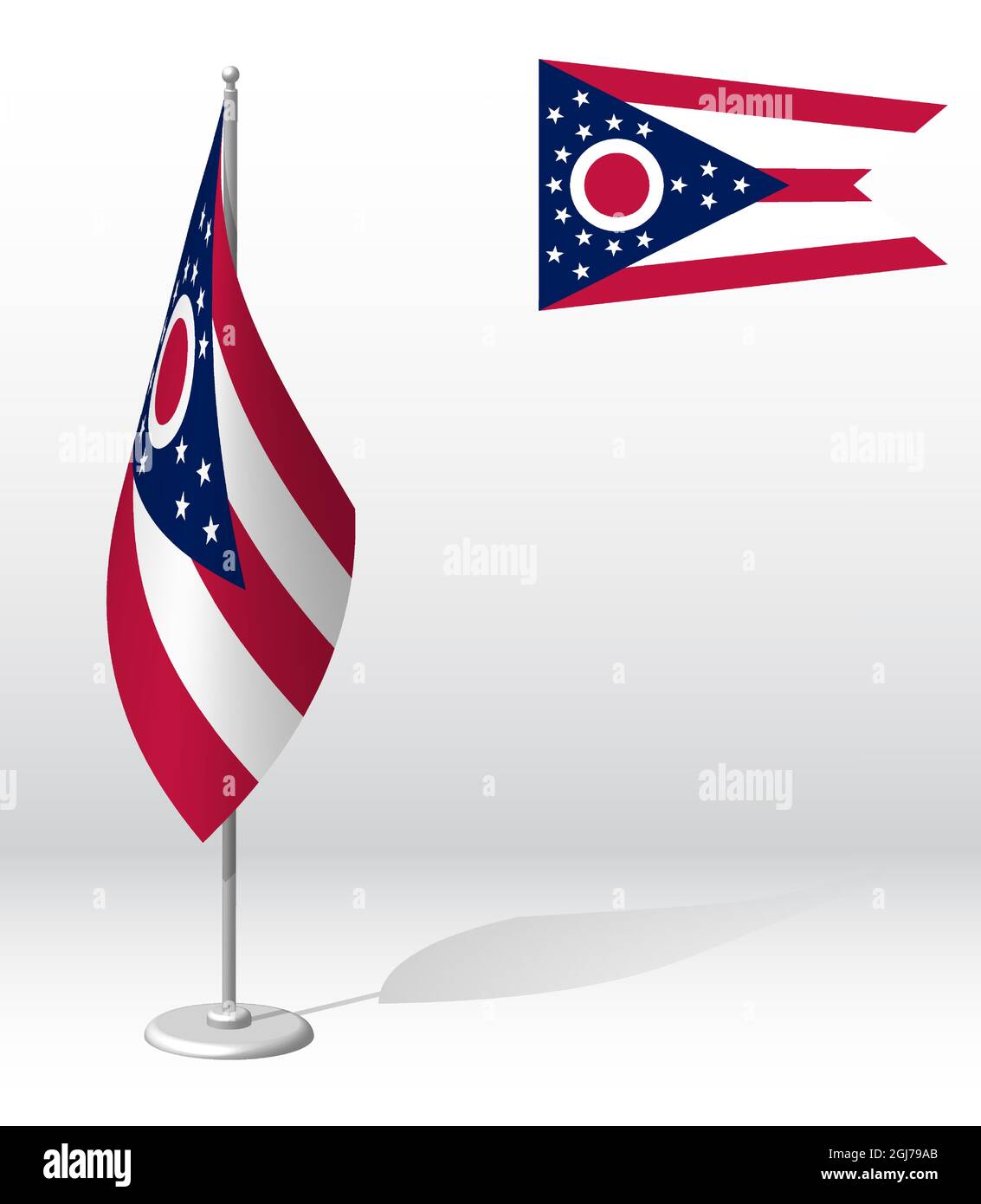 flag of american state of OHIO on flagpole for registration of solemn ...