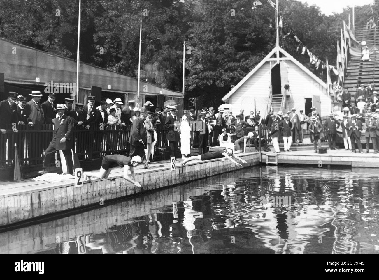 FILE 1912 Swimming at the olympics in Stockholm 1912. The start in the ...