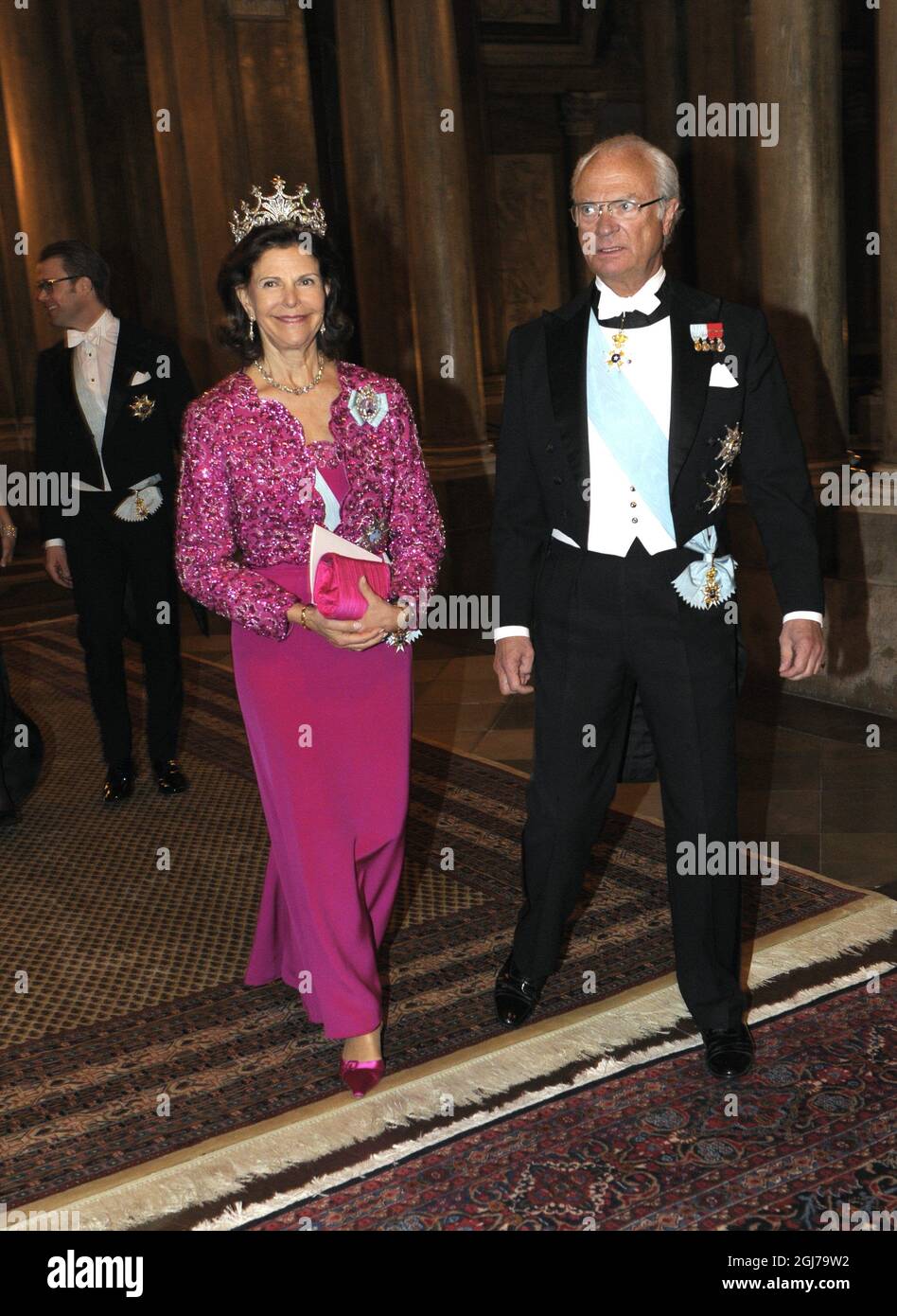 STOCKHOLM 2012-03-15 Queen Slivia and King Carl XVI Gustaf arrive for ...