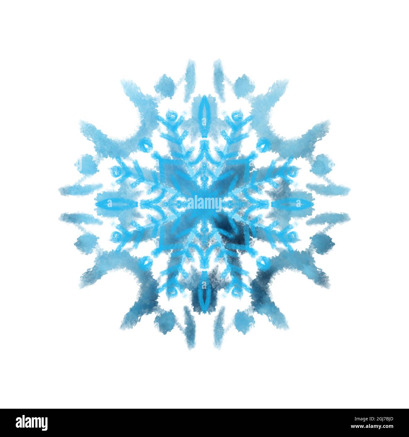Snowflake illustration in blue color isolated on white Stock Photo - Alamy