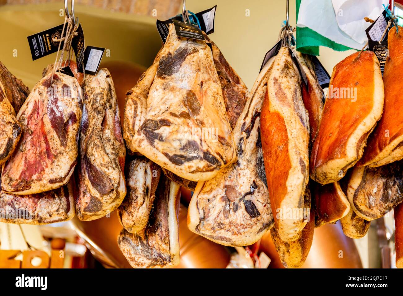 Italy, Rome. Ham for sale at Salami Antica Stock Photo - Alamy
