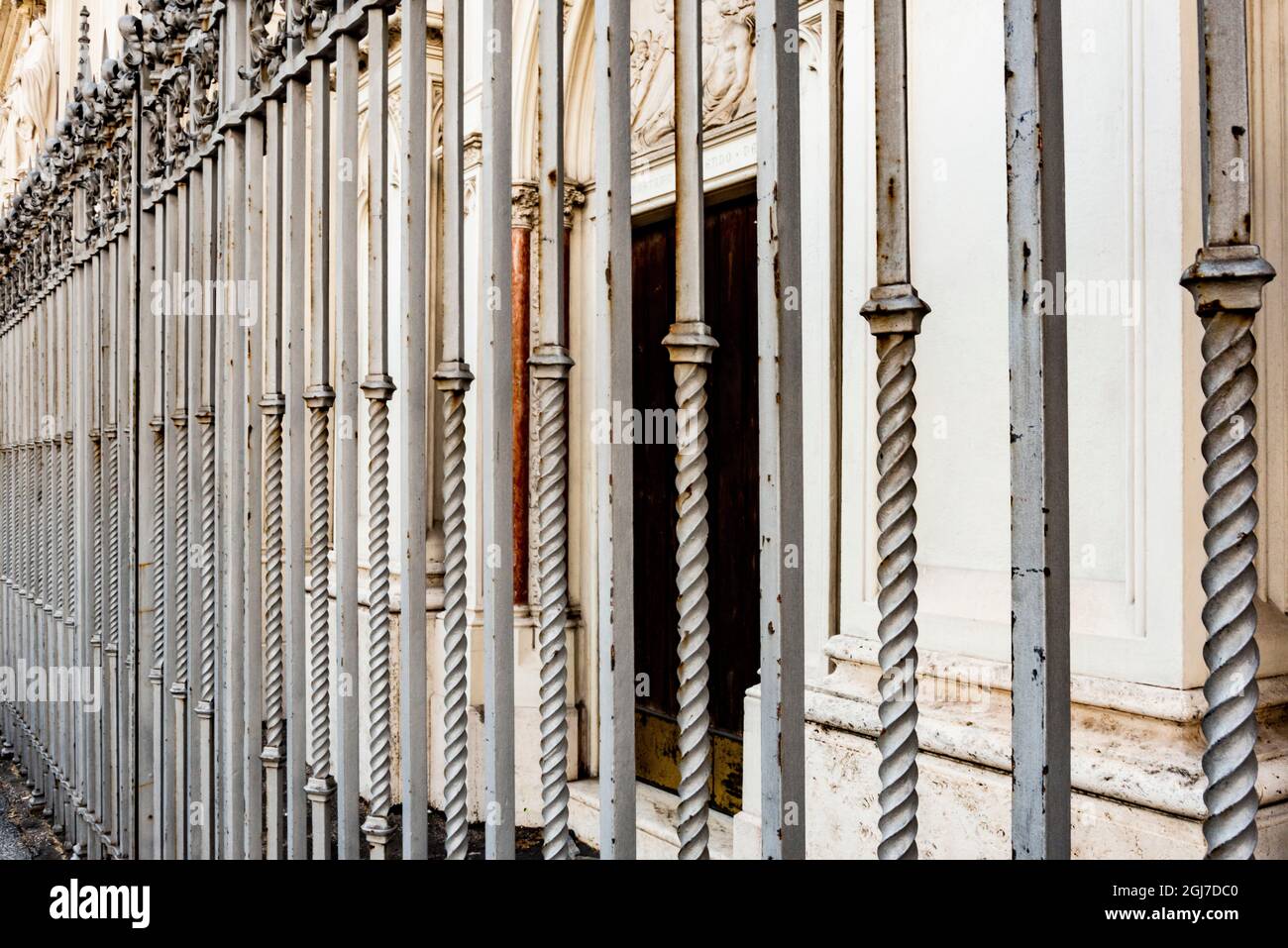 Italy, Rome. Detail of building facade with iron fencing Stock Photo ...
