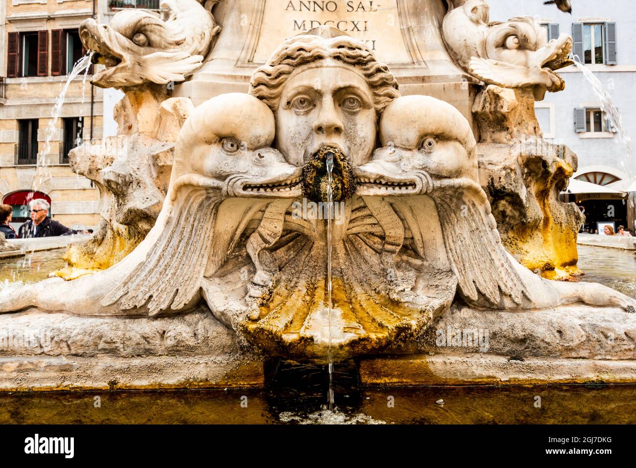 Italy, Rome. Piazza della Rotunda, Fontana del Pantheon, 1575 ...