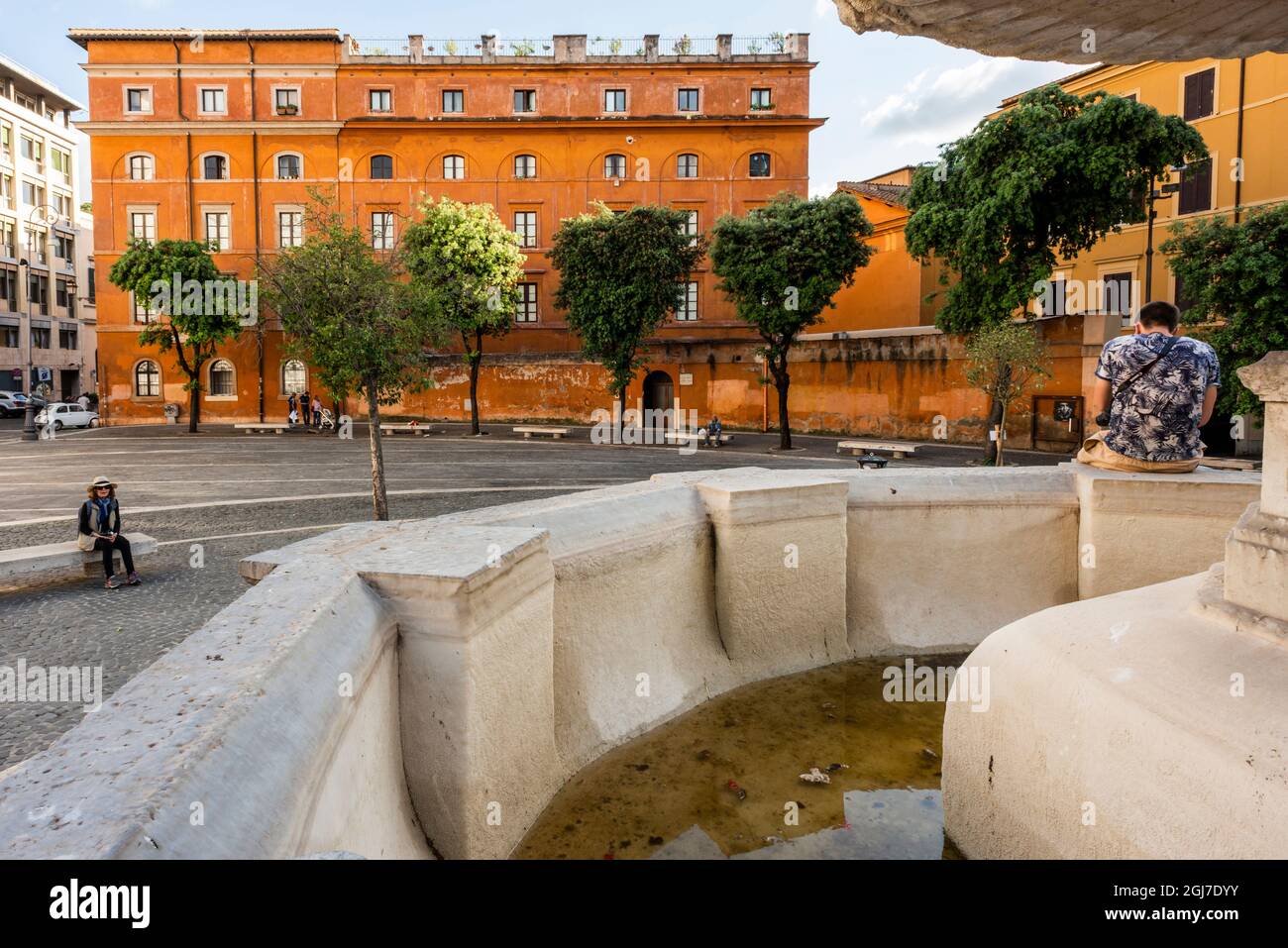 Italy, Rome. Trastevere, Piazza Mastai, Fontana de Pio IX (Pius IX ...