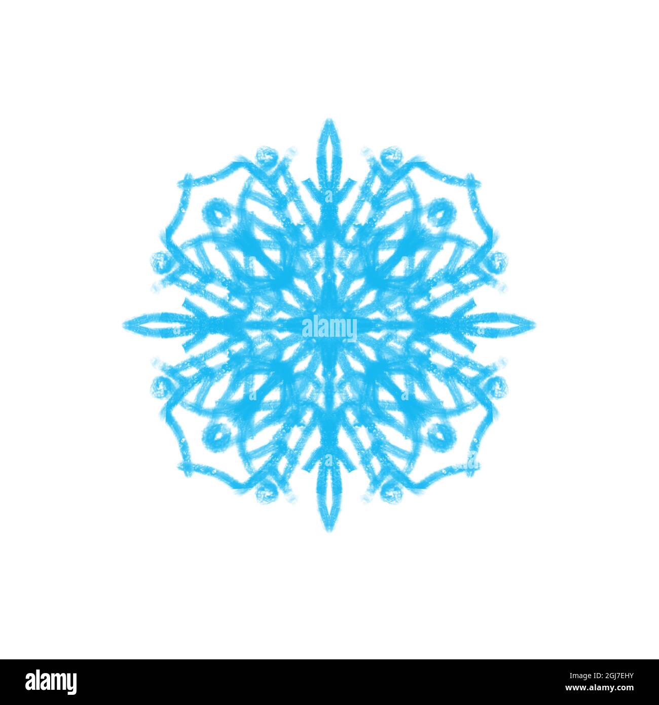 Snowflake illustration in blue color isolated on white Stock Photo - Alamy