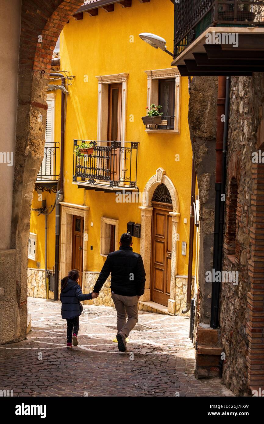Italy, Sicily, Messina Province, Caronia. April 13, 2019. A man and ...