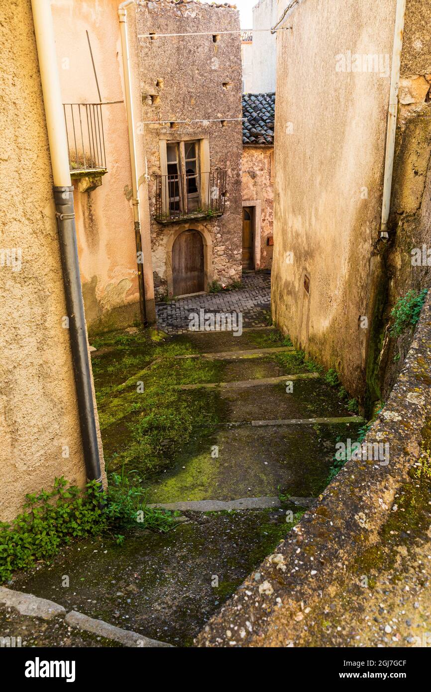 Italy, Sicily, Province of Messina, Novara di Sicilia. Stairs leading ...