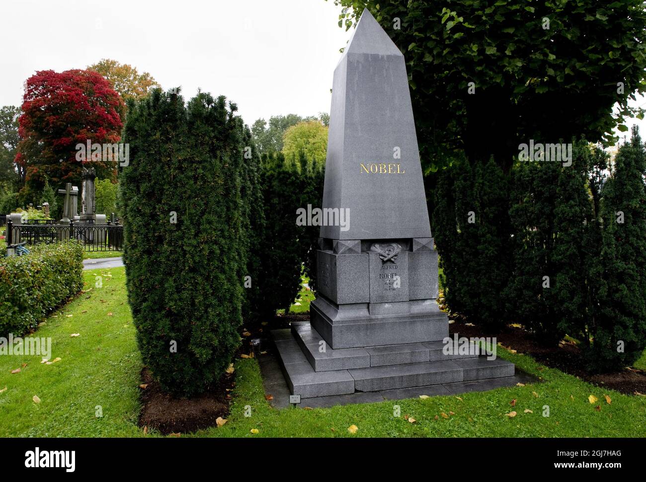 STOCKHOLM 20121004 The grave of Alfred Nobel is seen at the North ...