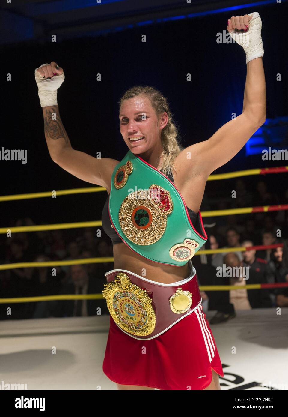 STOCKHOLM 2012-10-05 Sweden's Mikaela Lauren celebrates after winning ...