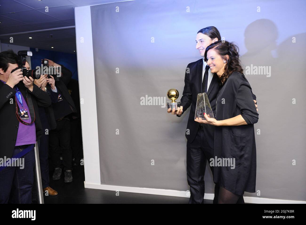 STOCKHOLM 20121112 Swedish soccer players Zlatan Ibrahimovic and Lotta ...