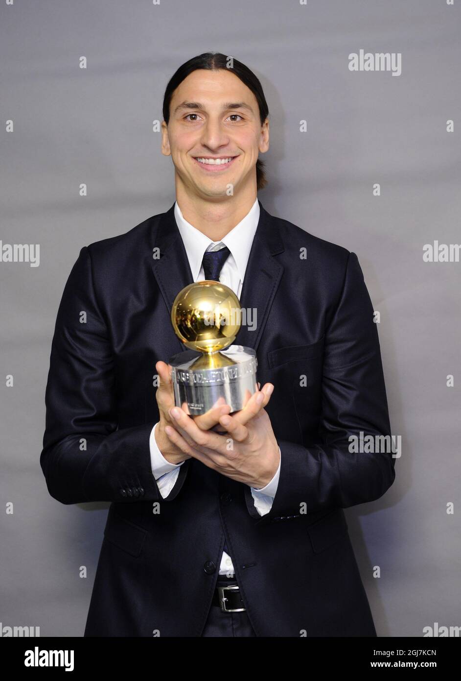 STOCKHOLM 20121112 Swedish soccer player Zlatan Ibrahimovic holds the ...