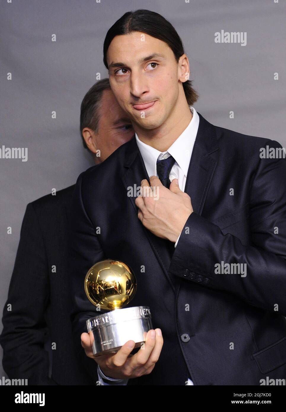 STOCKHOLM 20121112 Swedish soccer player Zlatan Ibrahimovic holds the ...