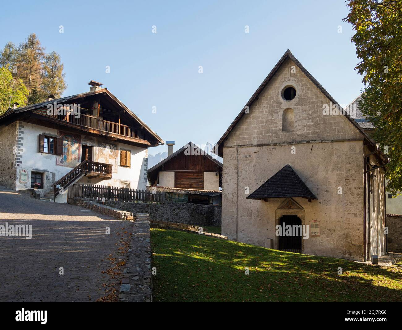 Vecchia Canonica and Chiesetta di San Martino. Traditional architecture ...