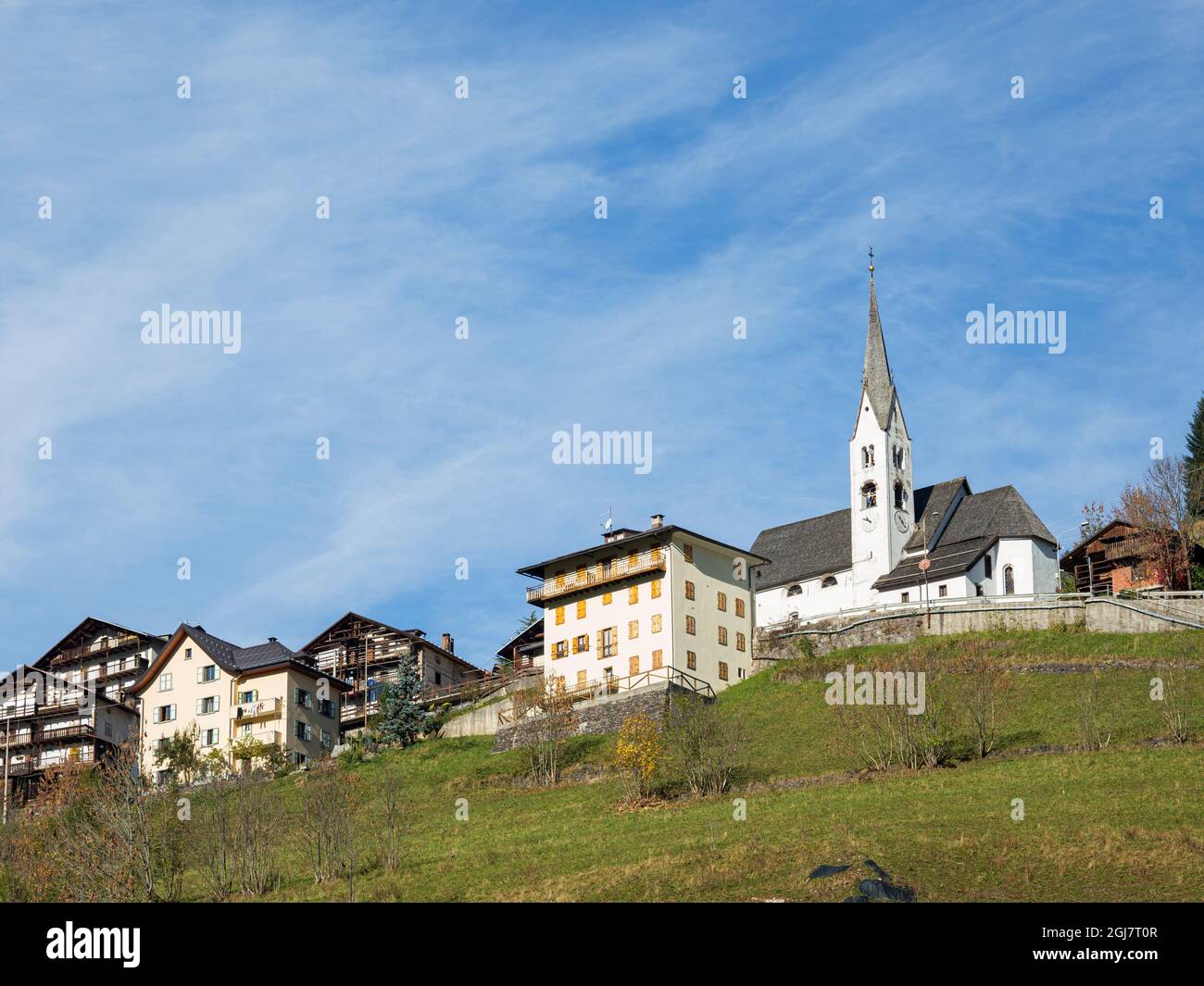 Traditional alpine architecture in Falcade alto in Val Biois, Italy ...