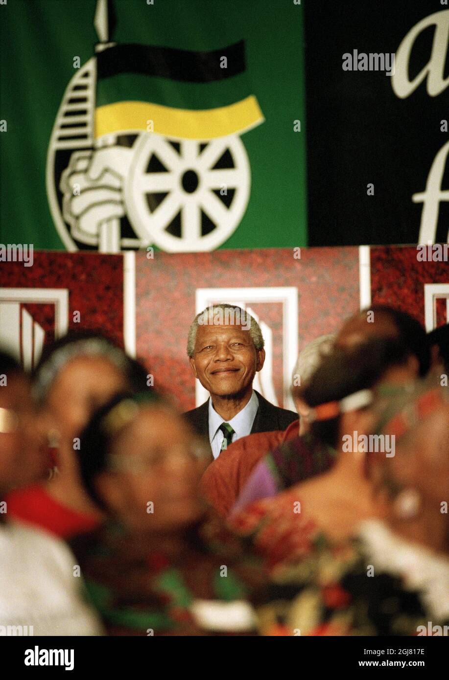 Johannesburg 19940503 - Nelson Mandela celebrating the victory in the ...
