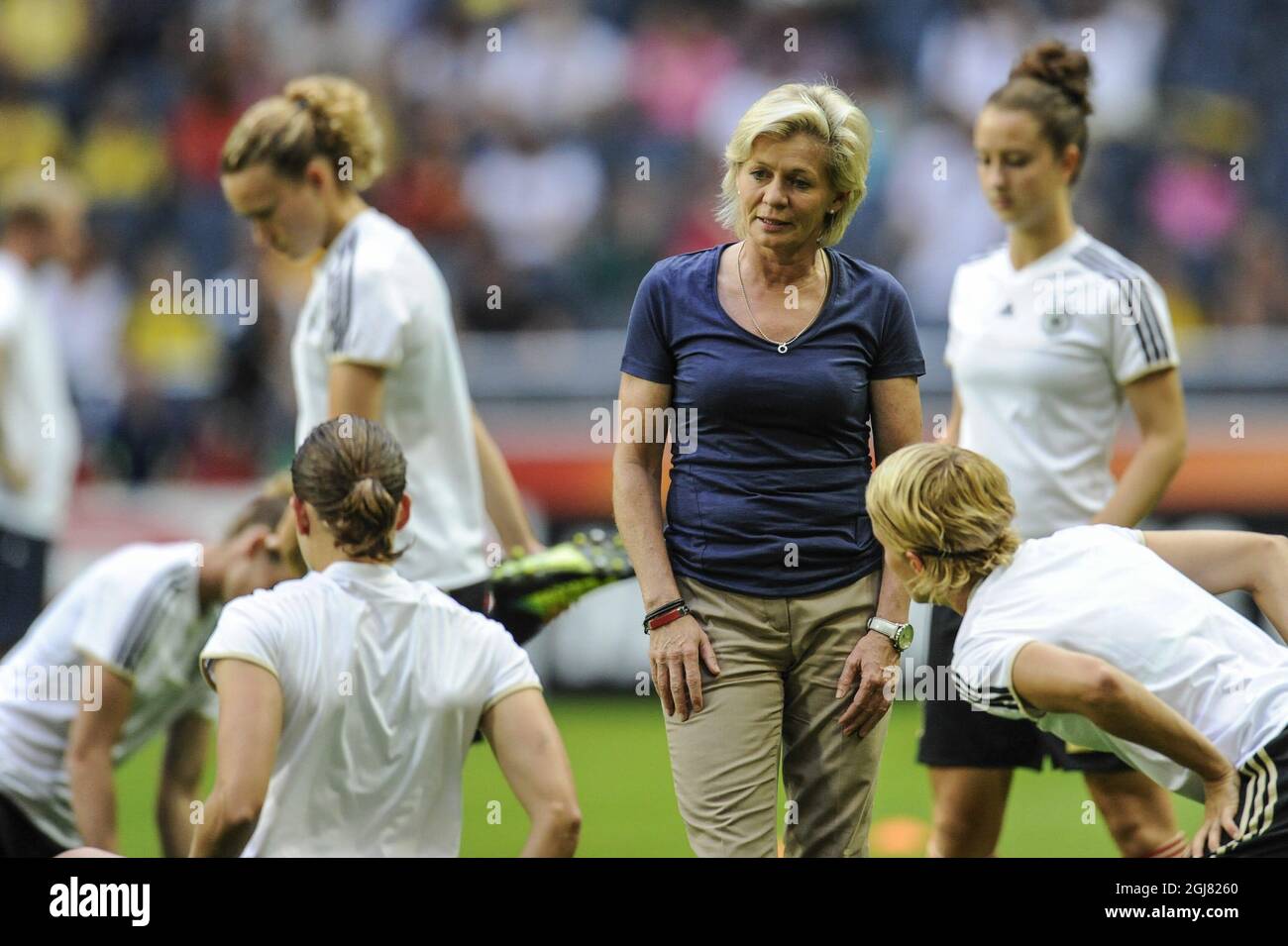 Germany's coach Silvia Neid, center, during the warm-up at Friend's ...