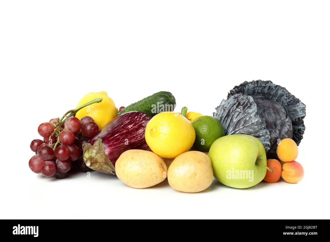 Vegetables and fruits isolated on white background Stock Photo - Alamy