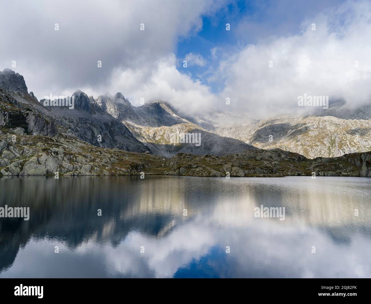 Lago Nero in the Presanella mountain range, Parco Naturale Adamello ...