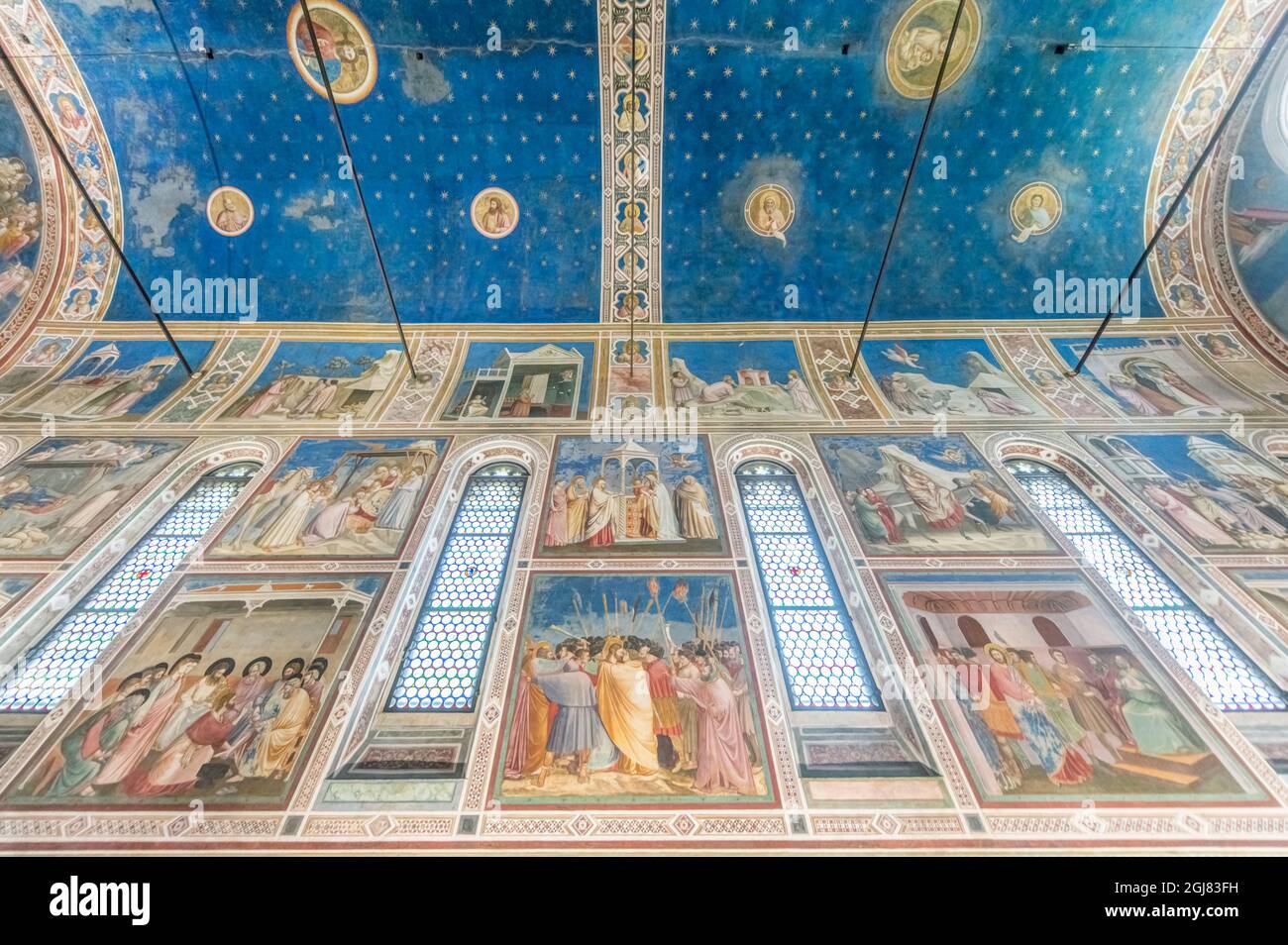 Italy, Padua, Scrovegni Chapel Ceiling with frescoes painted by Giotto in the 14th century Stock ...