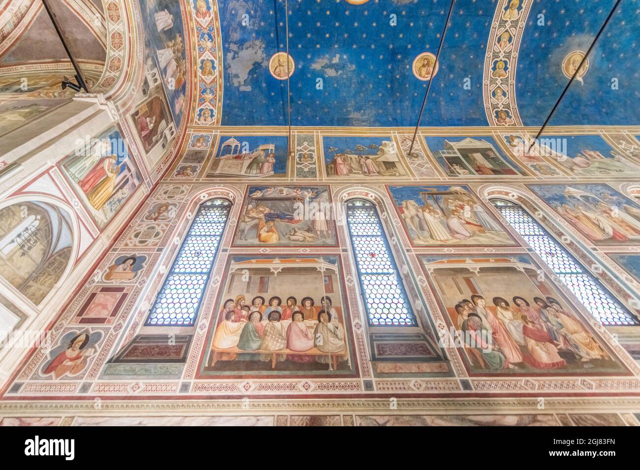 Italy, Padua, Scrovegni Chapel Ceiling with frescoes painted by Giotto in the 14th century Stock ...