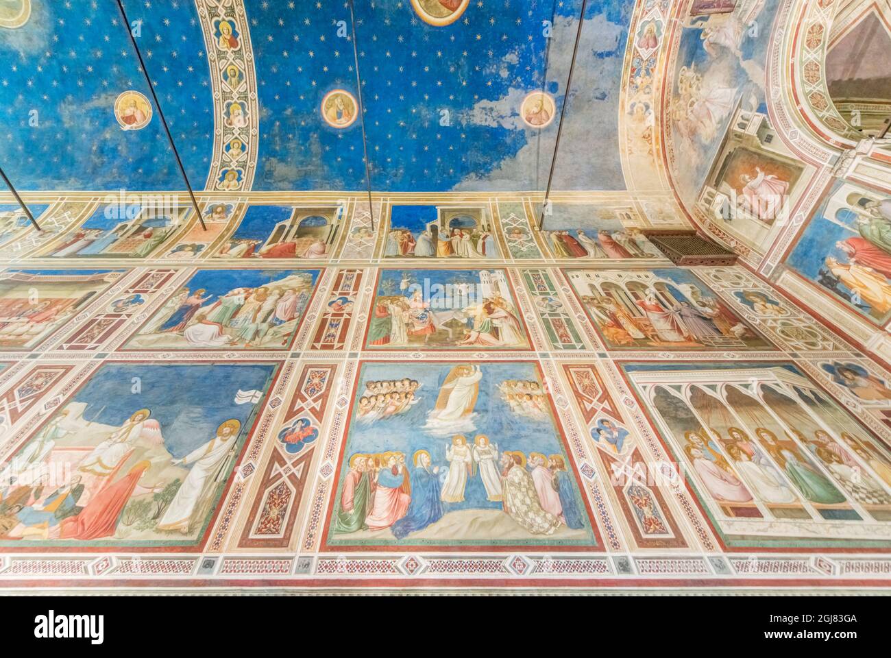 Italy, Padua, Scrovegni Chapel Ceiling with frescoes painted by Giotto ...